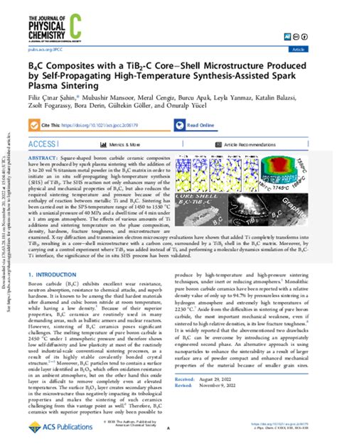 Pdf B4c Composites With A Tib2 C Core Shell Microstructure Produced By Self Propagating High