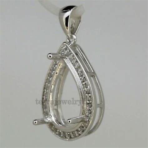 925 Sterling Silver Pre Notched Pear Shaped Prong Setting Pendant