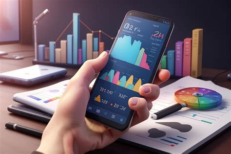 Premium Ai Image Online Marketing Hand Holding Mobile Phone With Data