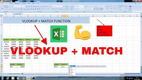 Vlookup Match Function In Excel Youtube