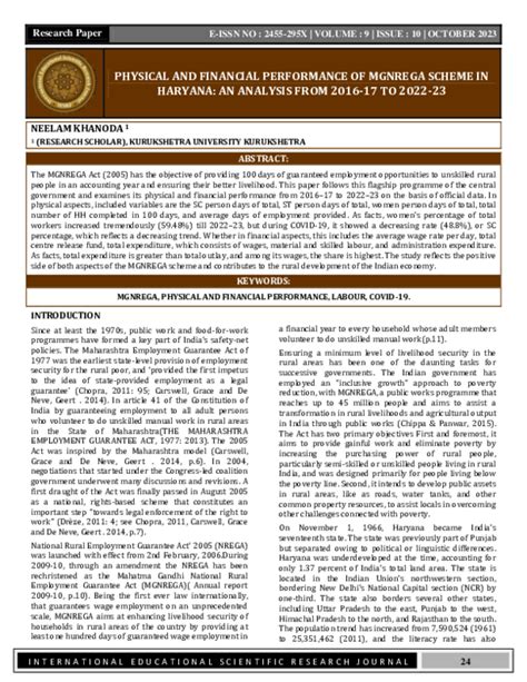 Pdf Physical And Financial Performance Of Mgnrega Scheme In Haryana