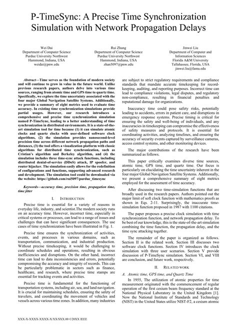 pdf p timesync a precise time synchronization simulation with