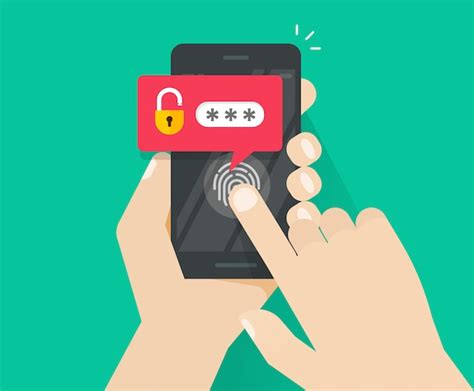 Premium Vector Hand With Smartphone Unlocked With Fingerprint And Password Field