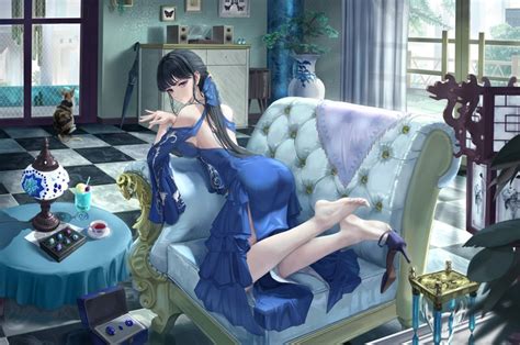 4k Leaves Cup Drink Checkered Food Sideboob Bent Over Couch