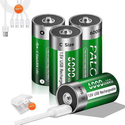 Palogreen 4 Pack Rechargeable C Size Batteries 1 5v Type C Usb High