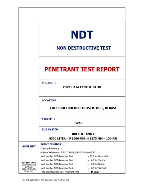 Ndt Penetrant Test Report Pdf