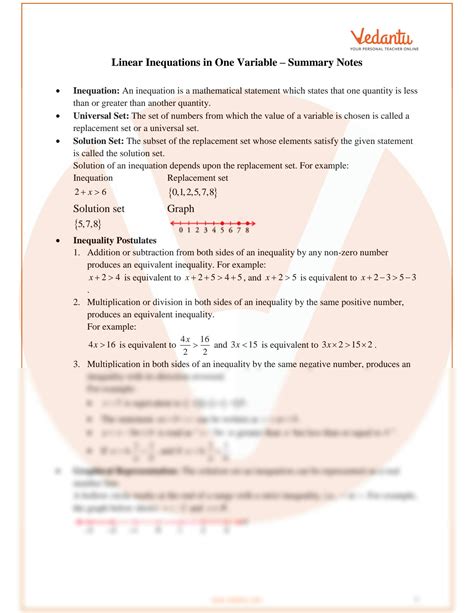 SOLUTION Icse Class Mathematics Chapter Linear Inequations Revision Notes Studypool