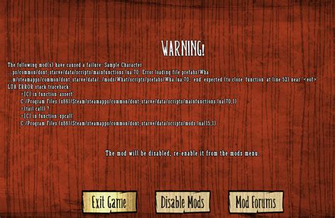 Error Message Char Creation Kleislist Klei Entertainment Forums