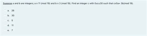 Suppose A And B Are Integers A Mod And Chegg Com