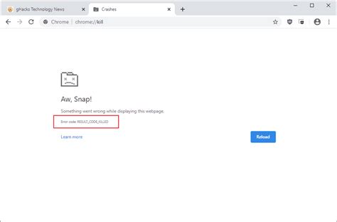 Google Chrome Will Display Error Codes On Crash Pages Software News Nsane Forums