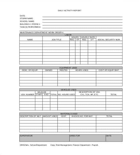 Daily Work Report Templates Free Word Excel Samples