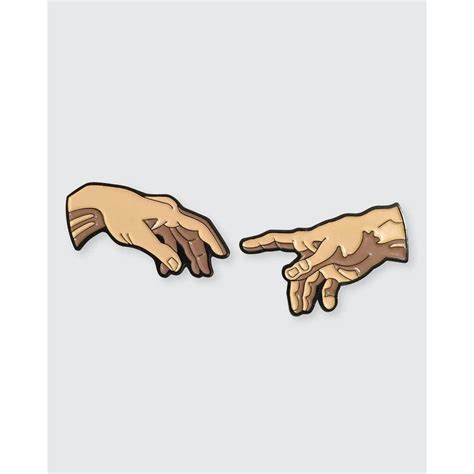Set Of 2 The Creation Of Adam Enamel Pins Hand Shaped Soft Lapel Pin