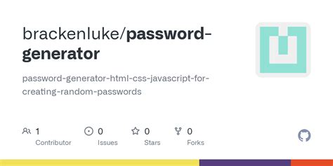 Github Brackenluke Password Generator Password Generator Html Css Javascript For Creating