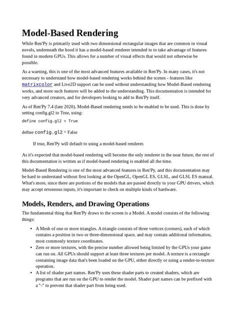 Model Based Rendering Models Renders And Drawing Operations Download Free Pdf Shader