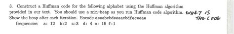 Solved 3 Construct A Huffman Code For The Following