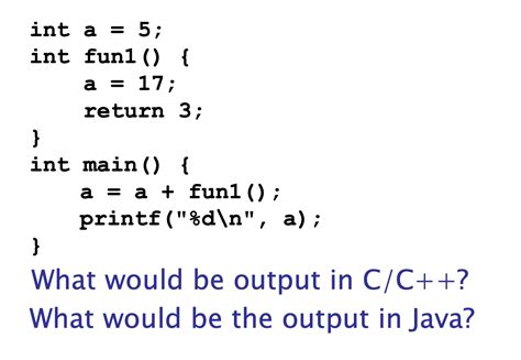 solved int a 5 int fun1 {a 17 return 3 }int main