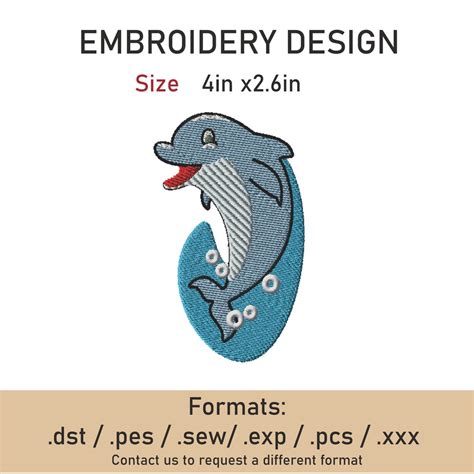 Dolphin Embroidery Design Machine Embroidery Design Dolphins Pattern