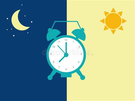 Day And Night Time Concept Alarm Clock Between Night Time Side And Day Time Side Stock