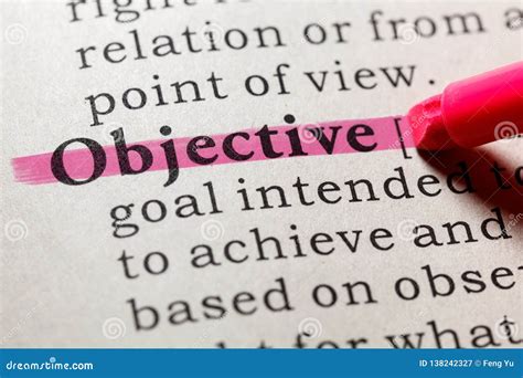 Definition Of Objective Stock Image Image Of Mark Highlighter 138242327