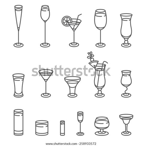 Alcohol Glasses Icon Set Different Types Stock Vector Royalty Free
