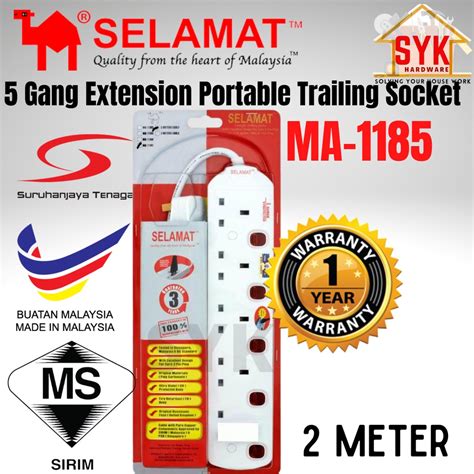 Syk Selamat Extension Portable Trailing Socket Sirim Extension Socket Power Wayar Extension