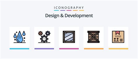 Design And Development Line Filled 5 Icon Pack Including Design Coding