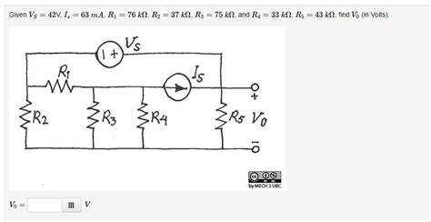 Solved Given Vs 42∨ Is 63 Ma R1 76kΩ R2 37kΩ R3 75kΩ And