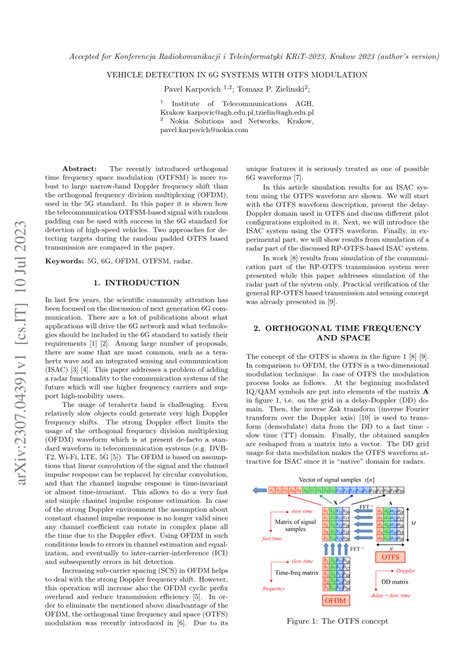 Pdf Vehicle Detection In 6g Systems With Otfs Modulation