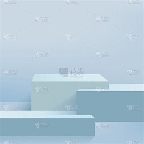抽象背景与蓝色几何三维平台。矢量图