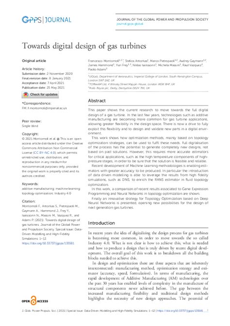 Pdf Towards Digital Design Of Gas Turbines