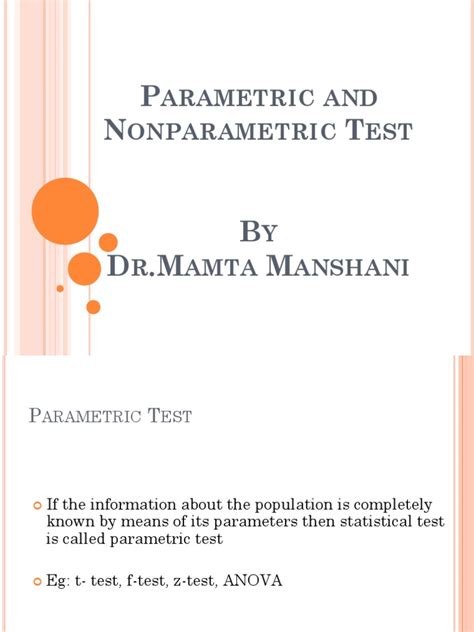 Parametric Vs Nonparametric Tests Pdf F Test Analysis Of Variance