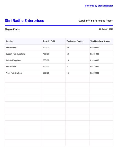 Purchase Report Format Daily Purchase Report For Small Business