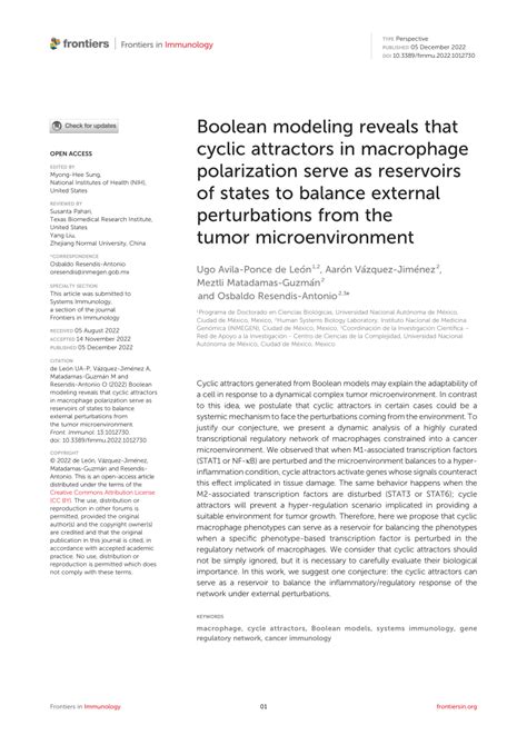 Pdf Boolean Modeling Reveals That Cyclic Attractors In Macrophage