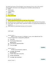 Lab 6 Quiz And Two Lab 5 Quiz Answers Docx By Default The Windows Firewall Disables Several
