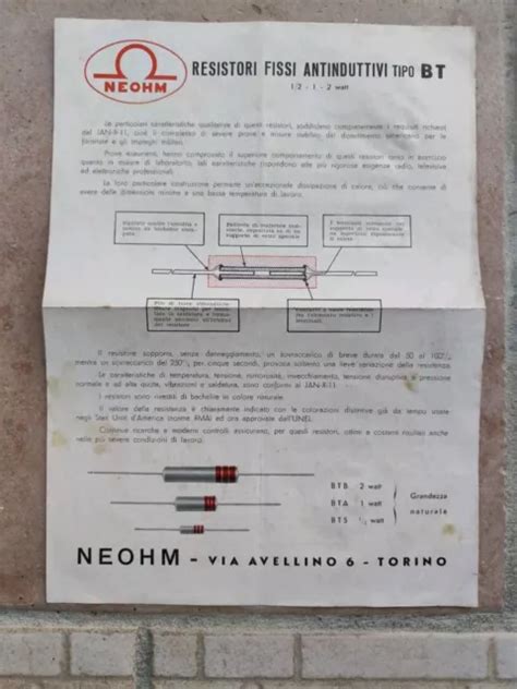 Resistori Neohm Listino Catalogo Originale Brochure Eur 30 00 Picclick It