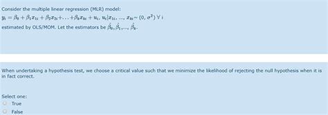 Solved Consider The Multiple Linear Regression Mlr Model