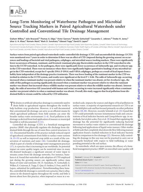 Pdf Long Term Monitoring Of Waterborne Pathogens And Microbial Source Tracking Markers In