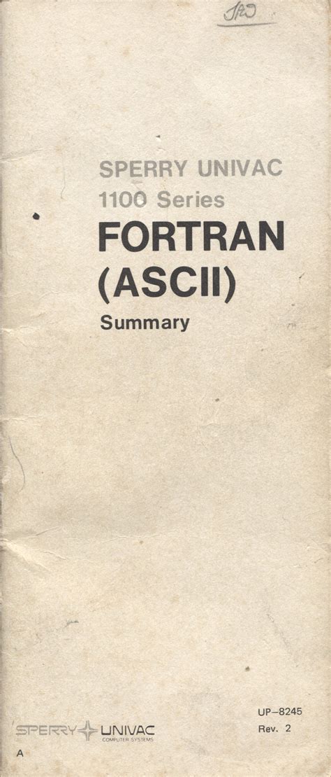 Sperry Univac 1100 Series Fortran Ascii Manual Computing History