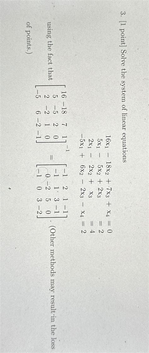 Solved 1 ﻿point ﻿solve The System Of Linear