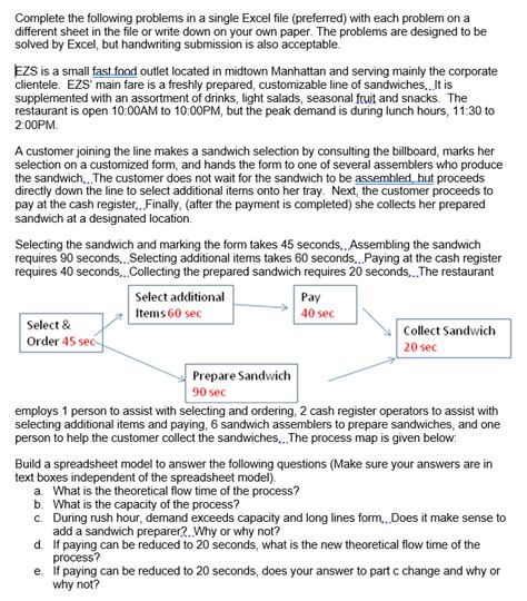 Solved Complete The Following Problems In A Single Excel