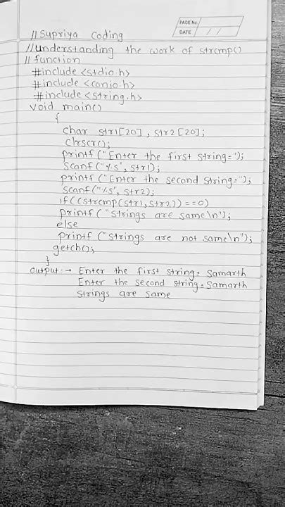 C Language Strcmp Compare Two Strings Using Strcmp Supriya Coding Shorts Youtube