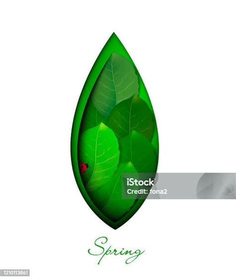 봄 기호 무당 벌레 내부 녹색 잎 흰색 배경에 층녹색 잎 에코 개념 식물 아이디어 벡터를 보호 0명에 대한 스톡 벡터 아트 및 기타 이미지 Istock