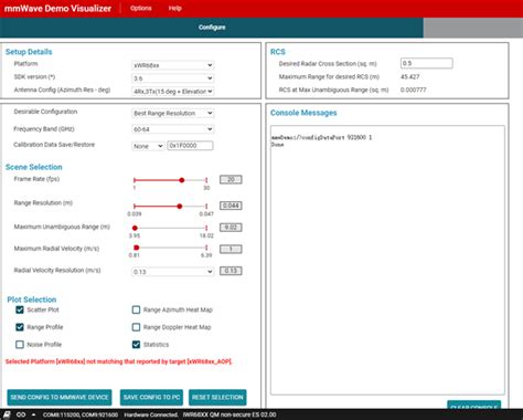 IWR ISK ODS mmWave Demo Visualizer中Platform选择问题 传感器论坛 传感器 E E 设计支持