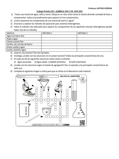 Tp N°1 3er Año Mezclas Y Soluciones Pdf