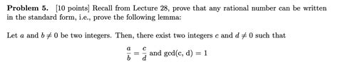 Solved Problem 5 [10 Points Recall From Lecture 28 Prove