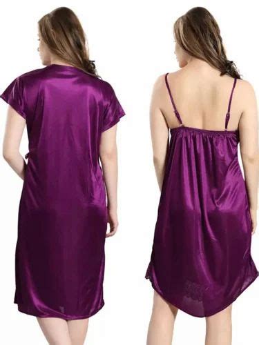 Plain Purple Satin Nightgown Half Sleeve At Rs 299set In Mumbai Id