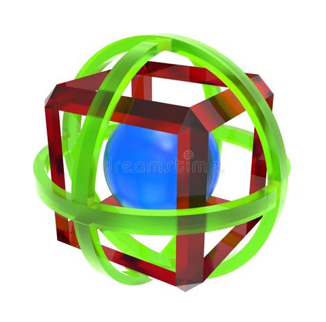 Abstract Volume Geometric Structure Abstract Geometric Shape Cube And Sphere Stock