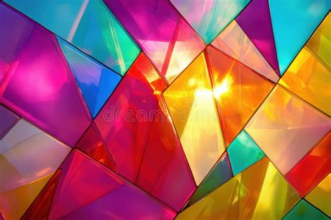 Colorful Glass Wall Illuminated By Sunlight Creating Vibrant Light Patterns Stock Image