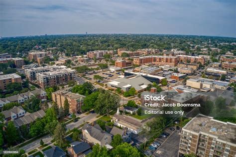 Aerial View Of Chicago Suburb Downers Grove Illinois In Summer Stock