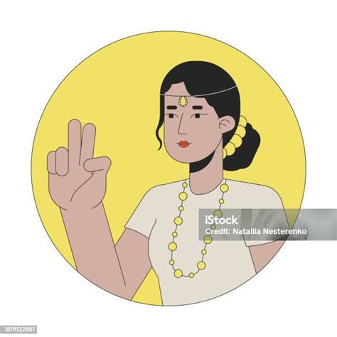 평화 기호 소녀 인도 머리 보석 2d 선 벡터 아바타 그림 2차 도형에 대한 스톡 벡터 아트 및 기타 이미지 2차 도형 그래픽 사용자 인터페이스 남아시아 문화